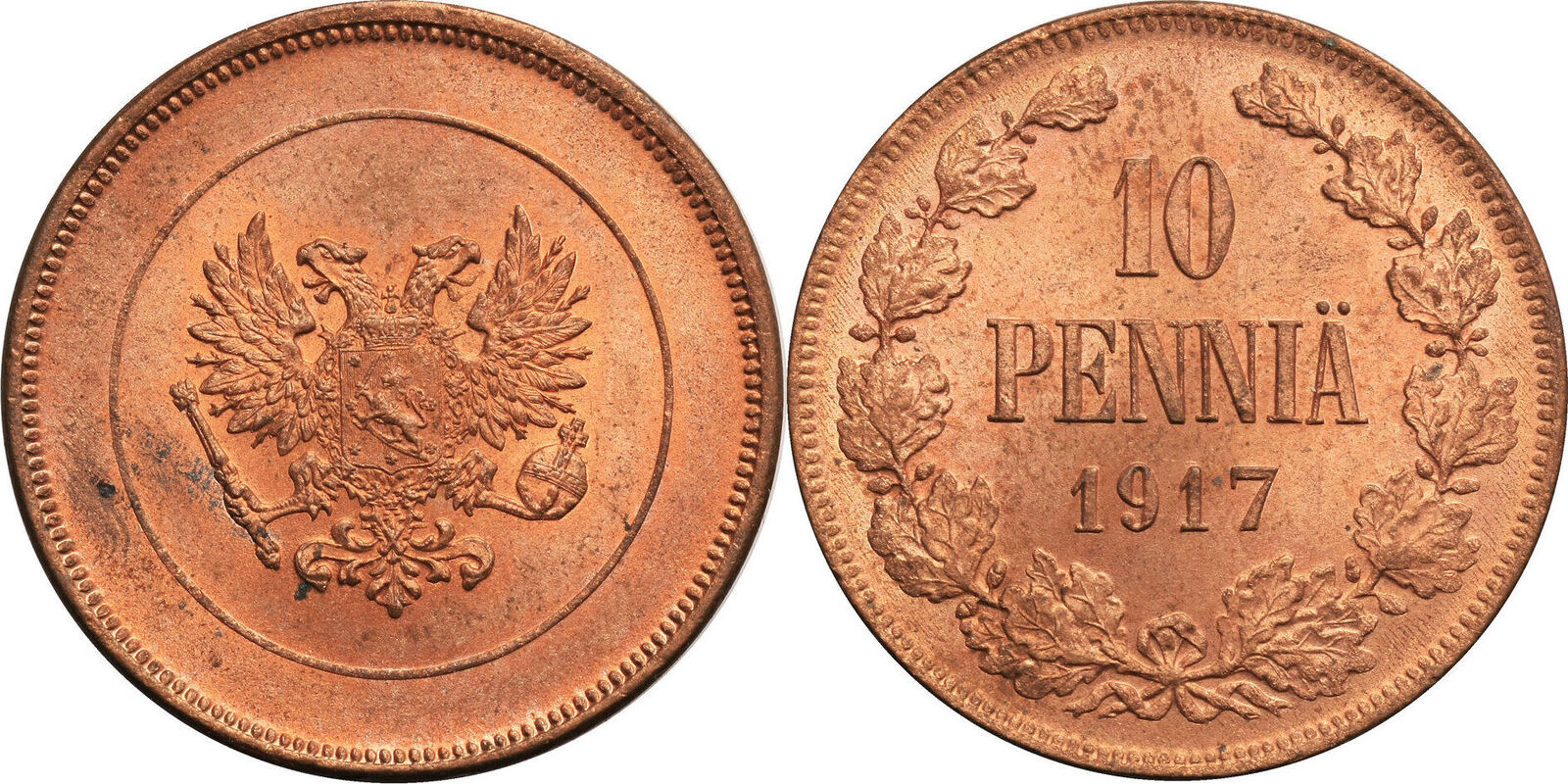 Finland (Civil war) 10 Pennia 1917 Eagle BU | MA-Shops
