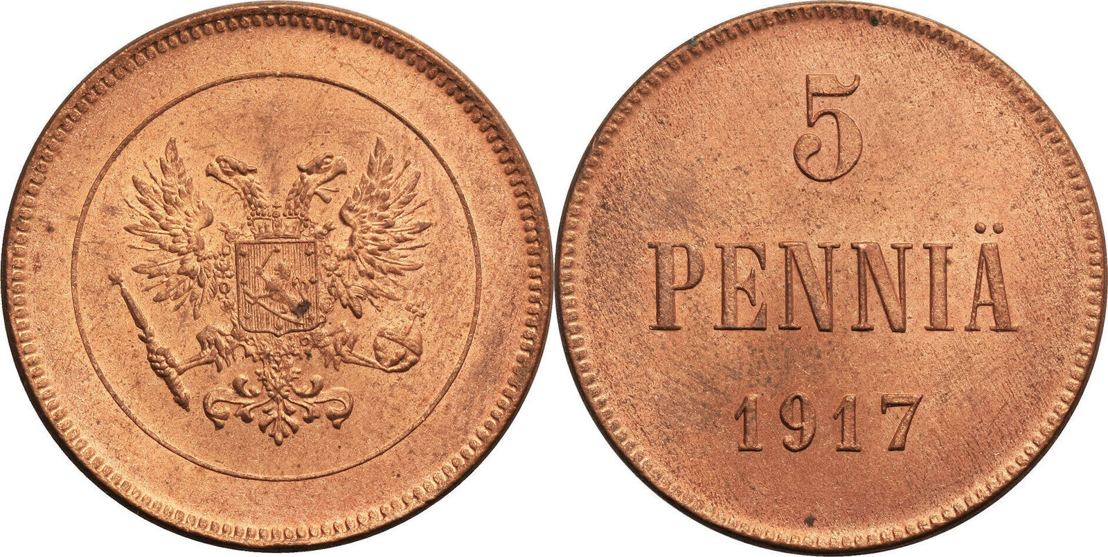 Finland (Civil war) 5 Pennia 1917 Eagle UNC | MA-Shops