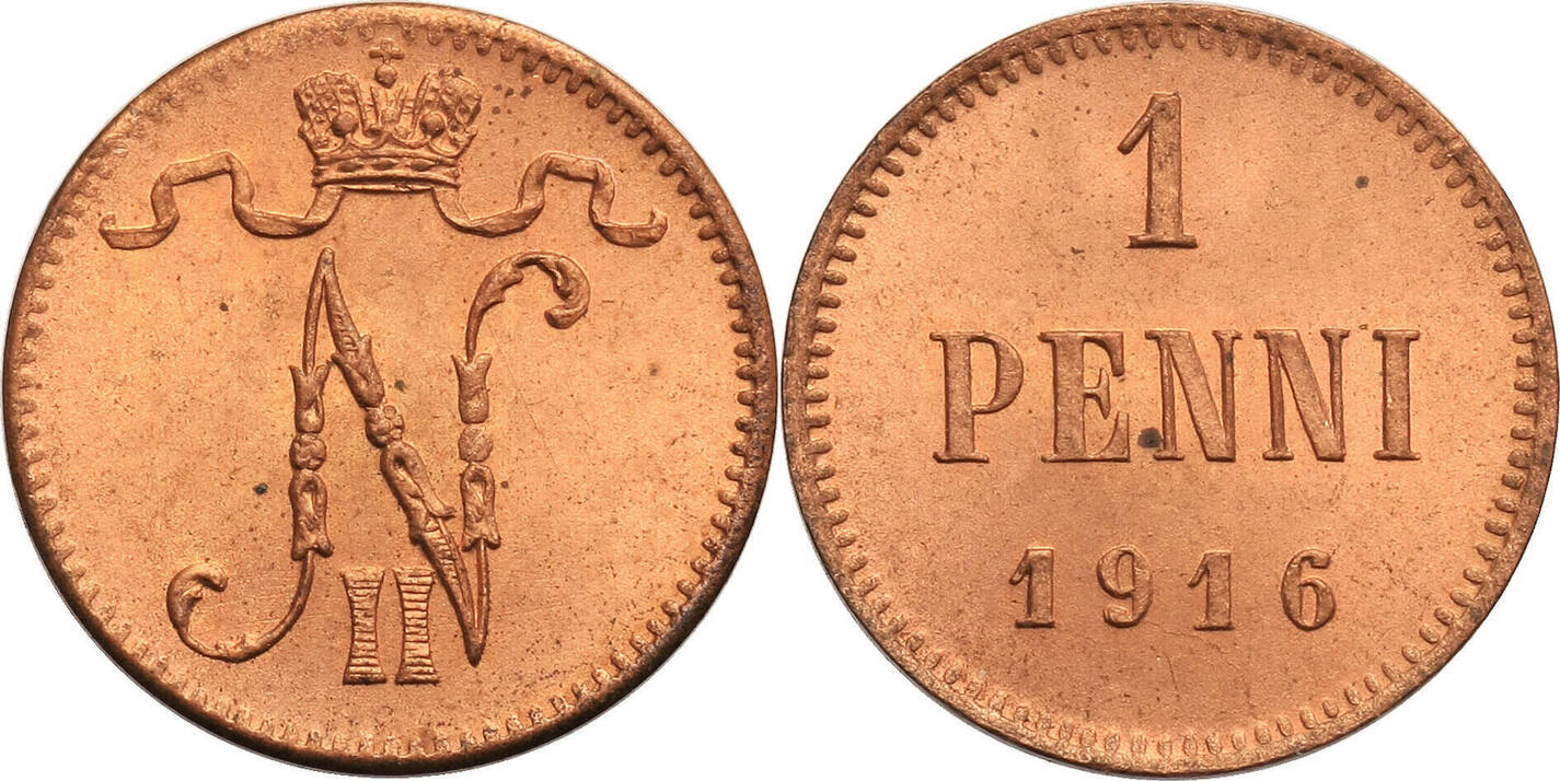 Finland, (Russian occupation) 1 Penni 1916 Nicholas II BU | MA-Shops