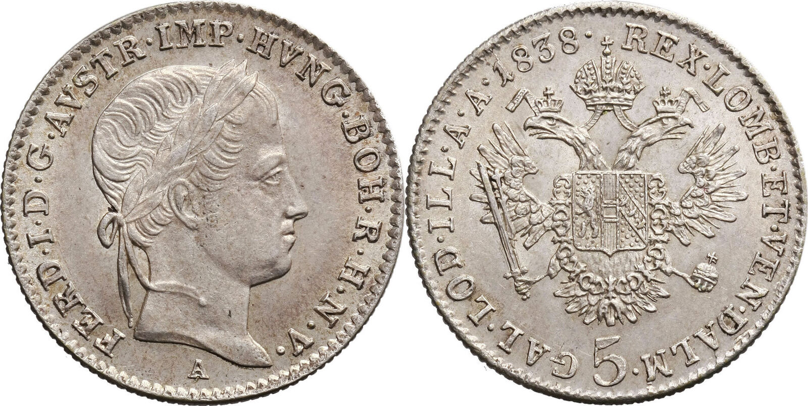 Austria 5 Kreuzer 1838 A Ferdinand I XF+ | MA-Shops
