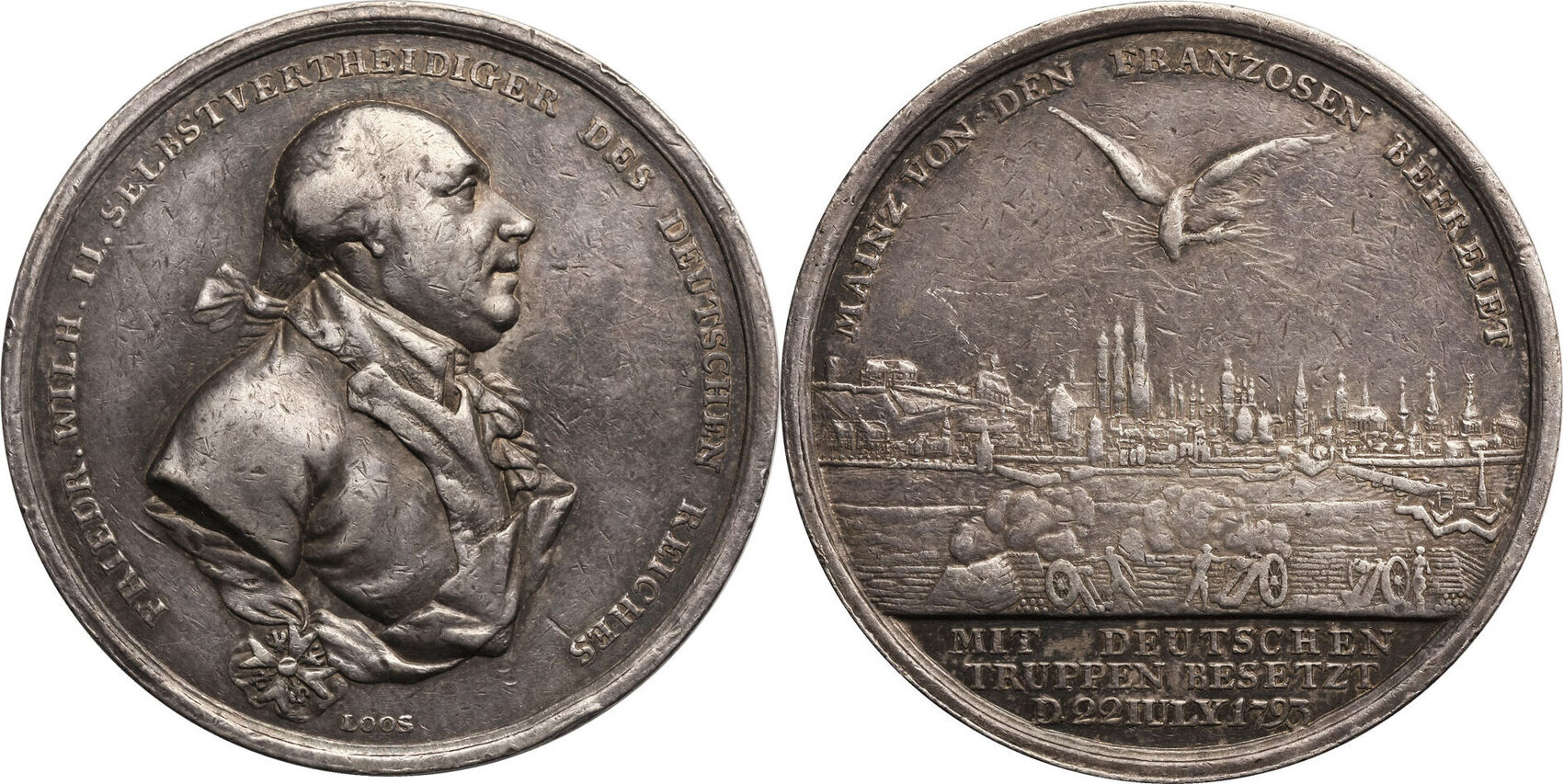 Brandenburg-Preussen / Mainz Silver medal 1793 Friedrich Wilhelm II VF ...