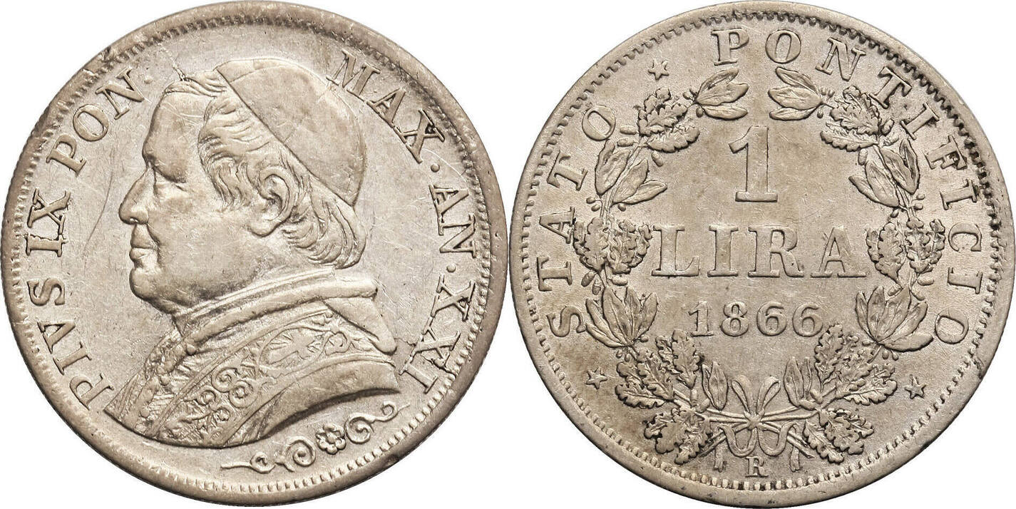 Papal States - Vatican Lira 1866 R Pius IX VF+ Русские монеты из ...