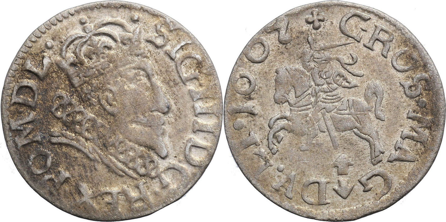 Poland / Lithuania Grosz (Groschen 1607 Error on reverse - RRR VF+/XF ...