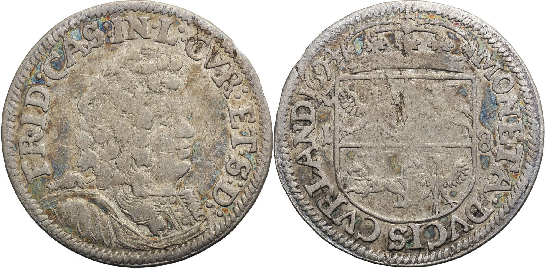 Courland (Kurland) Ort (18 Gröscher / Tymph) 1694 Friedrich Kasimir ...