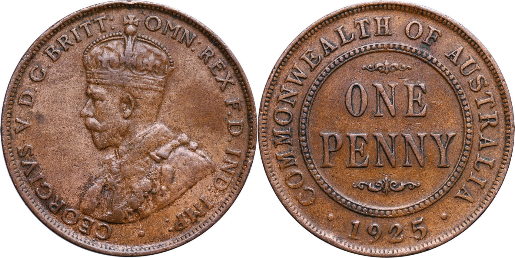 Australia Penny 1925 rare date!! VF | MA-Shops