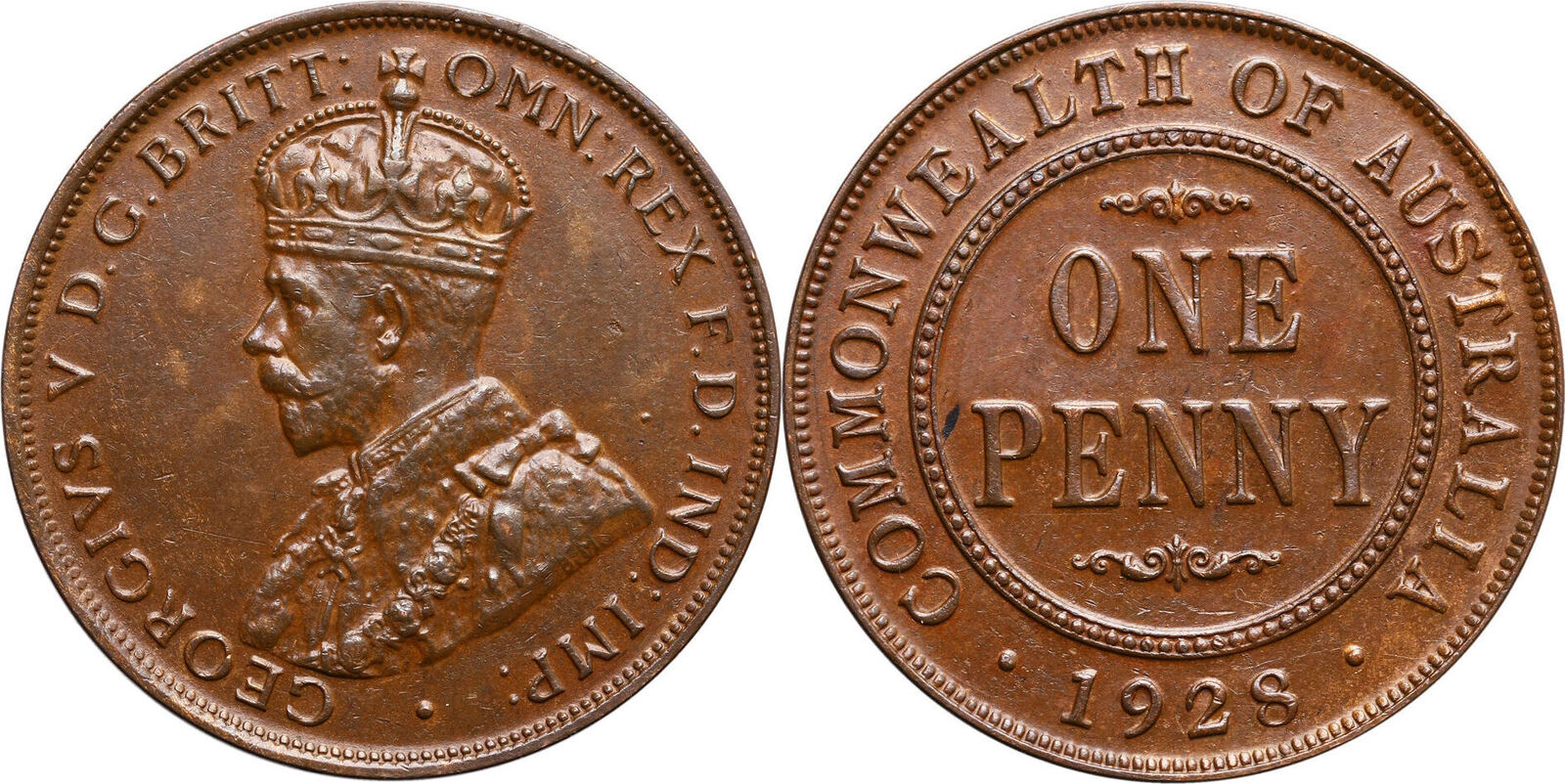 Australia Penny 1928 George V XF/aUNC | MA-Shops