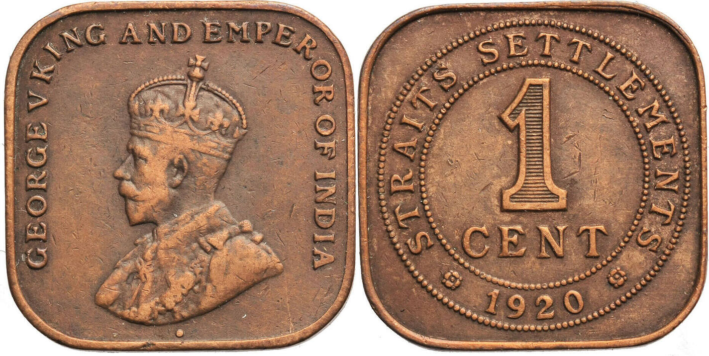 Malaya, Straits Settlements 1 Cent 1920 George V VF/VF+ | MA-Shops