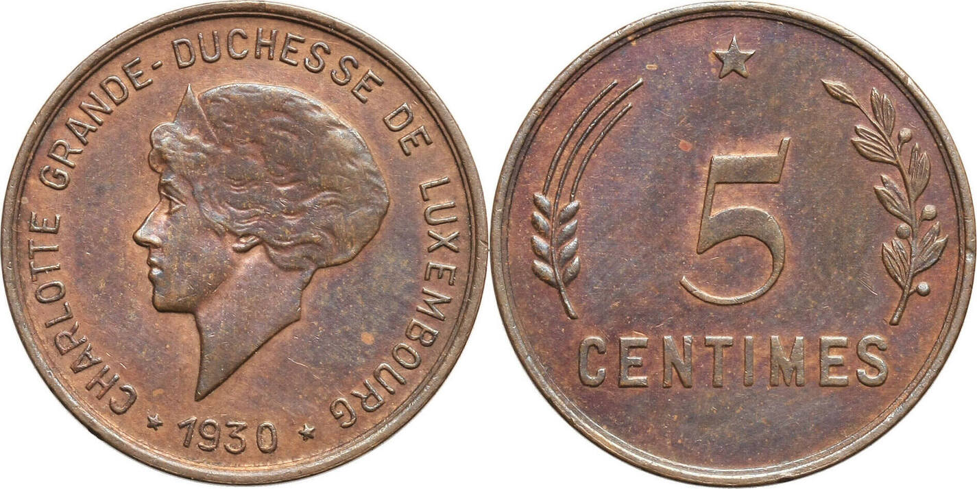 Luxembourg 5 Centimes 1930 Charlotte XF | MA-Shops
