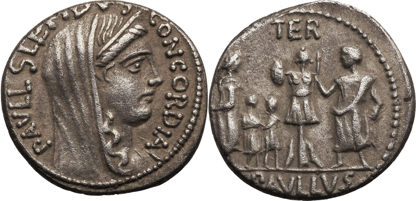 The Roman Republic AR Denarius 62 BC L. Aemilius Lepidus Paullus VF ...
