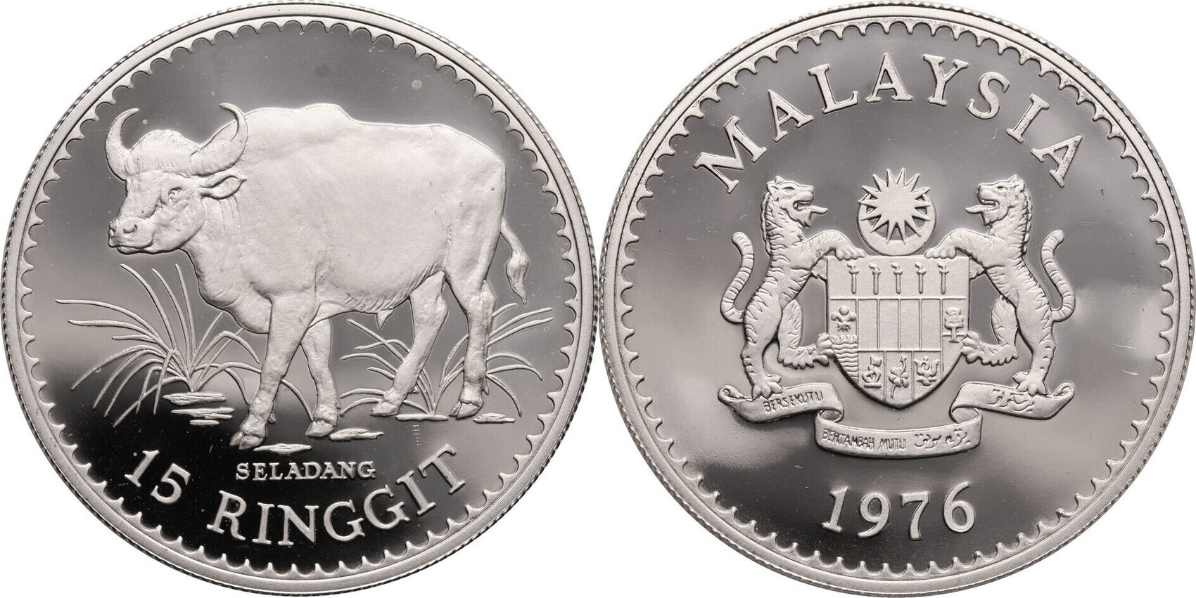 Malaysia 15 Ringgit 1976 Conservation, Seladang Proof | MA-Shops