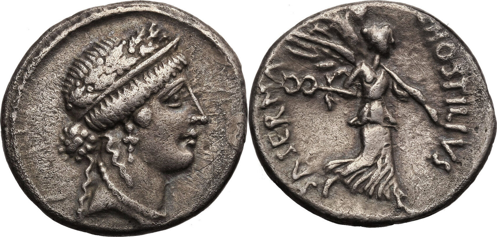 The Roman Republic AR Denarius 48 BC L. Hostilius Saserna VF | MA-Shops