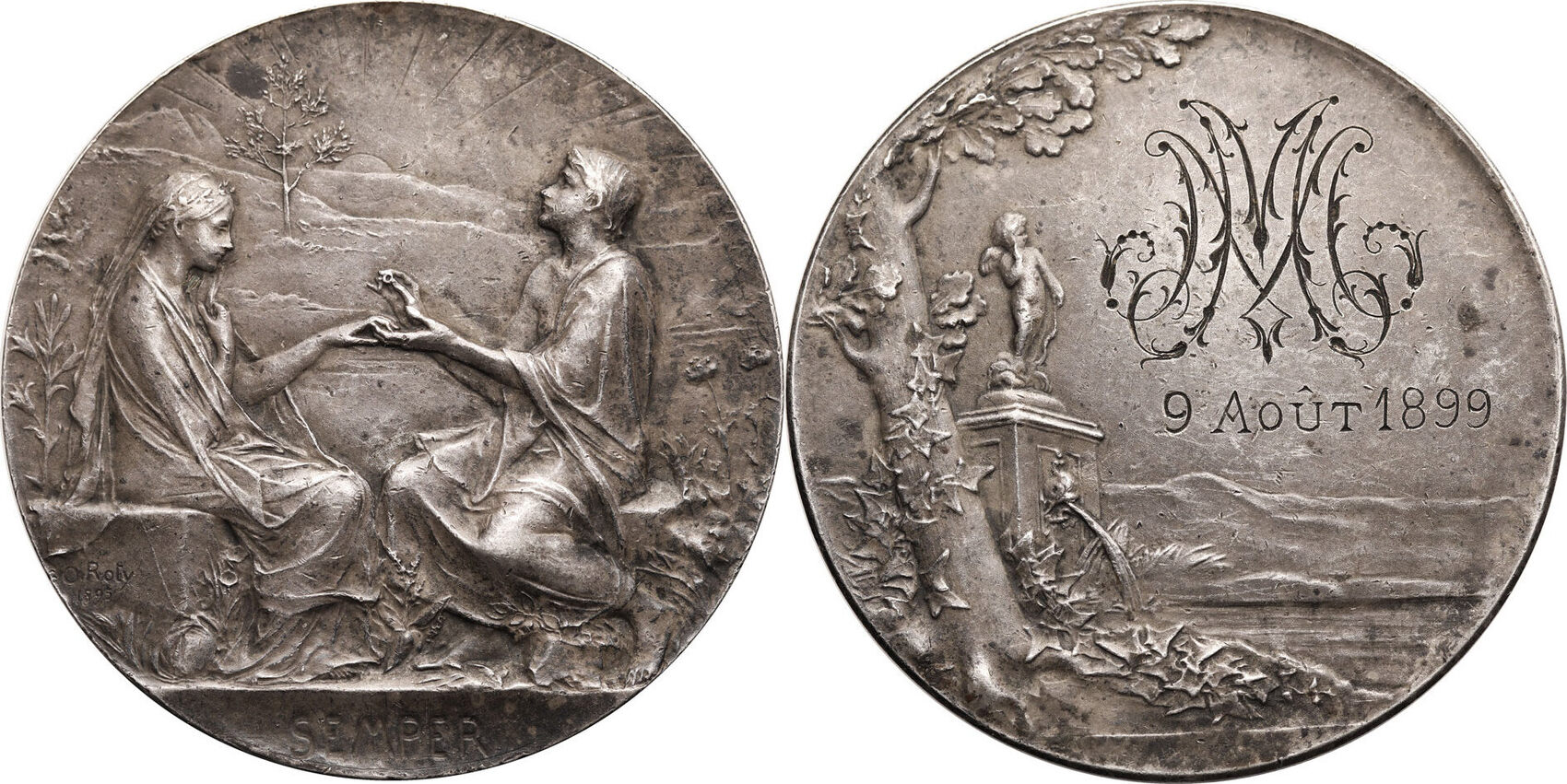 France Marriage silver medal 1895 O. Roty. SEMPER XF | MA-Shops