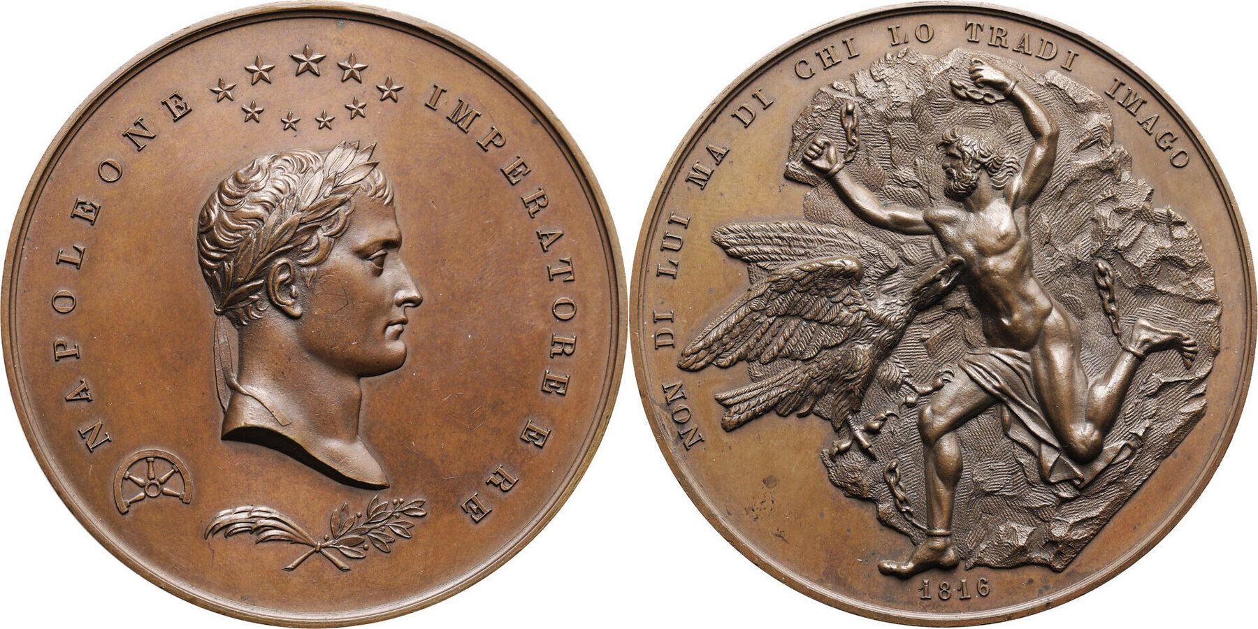 France. Napoleon I Br medal 1816 Exile to Saint Helena aUNC | MA-Shops