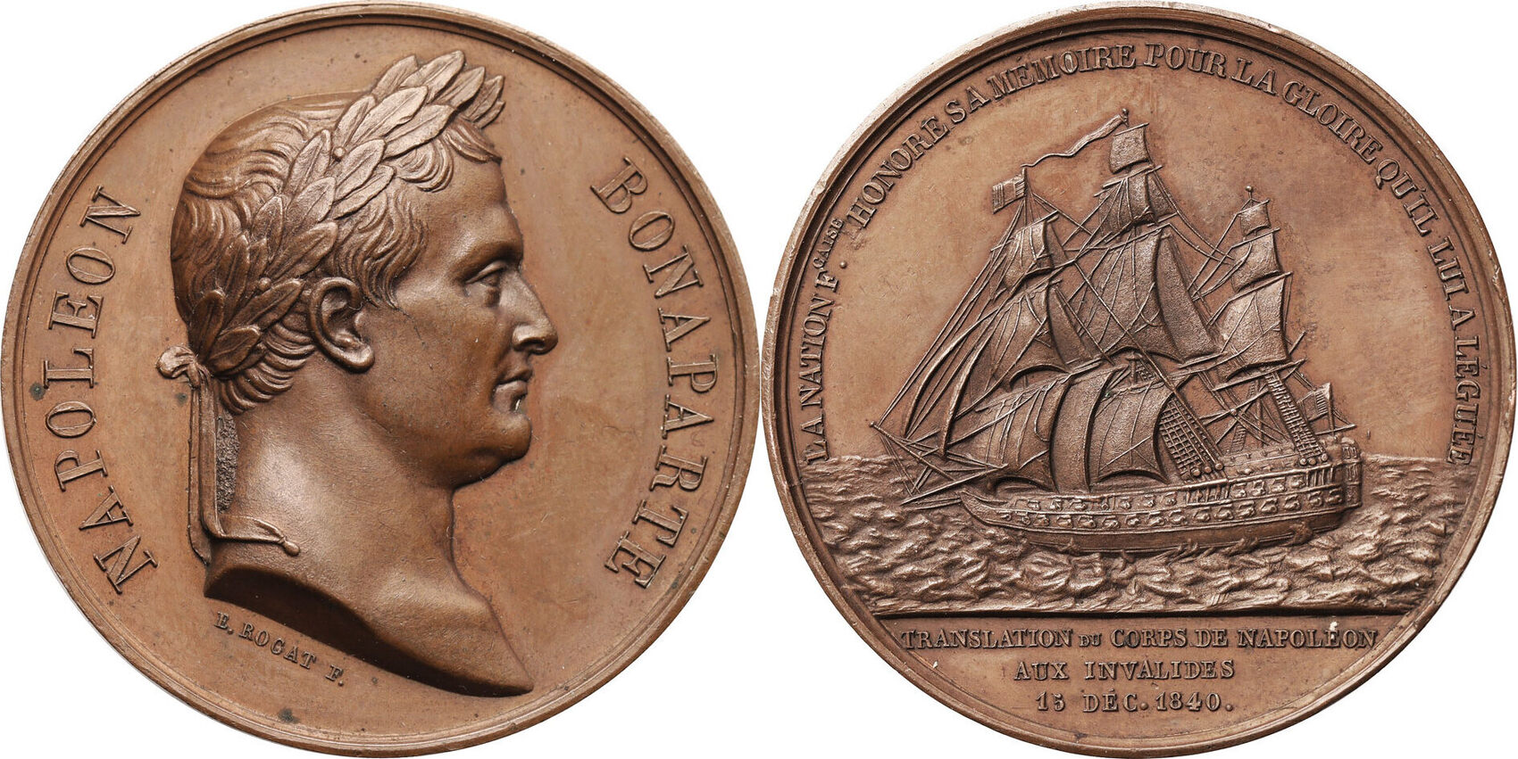 France. Napoleon I Br medal 1840 The bringing of Napoleon's body to ...