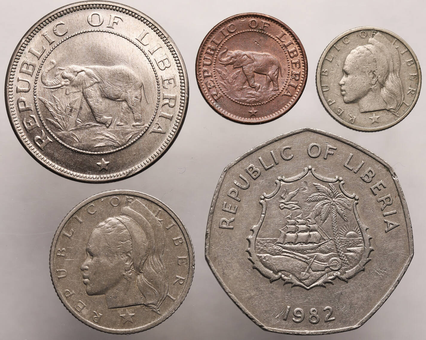 Liberia Set 5 coins 1941-1982 VF/XF | MA-Shops