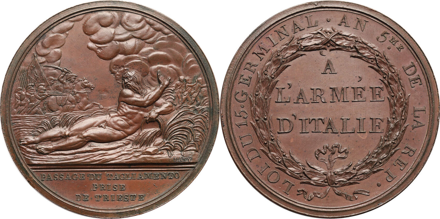 France, Napoleon I Bronze Medal 1797 Passage of Tagliamento and the ...