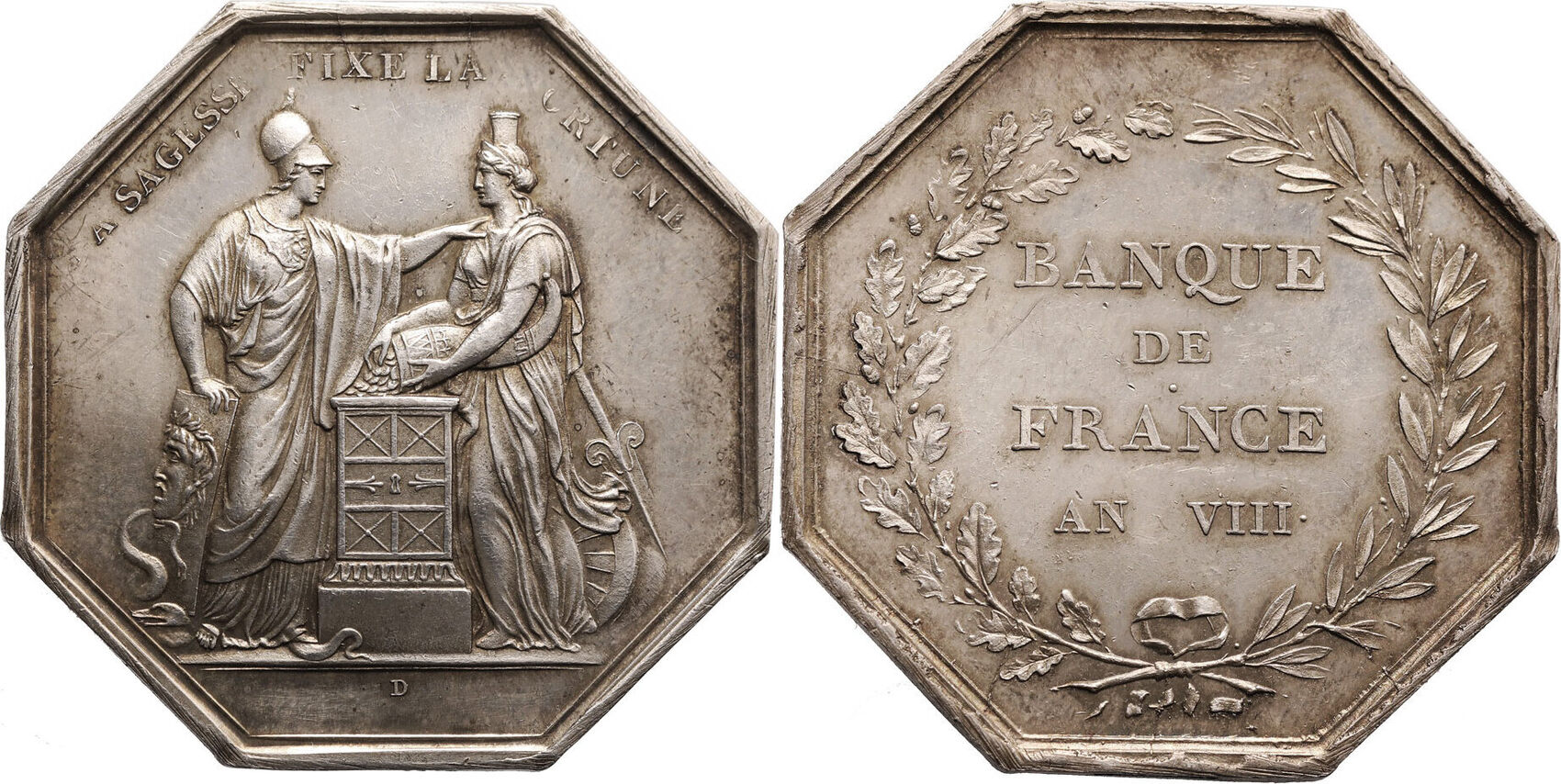 France. Napoleon I Silver Octagonal Jeton 1800 Bank of France aUNC | MA ...