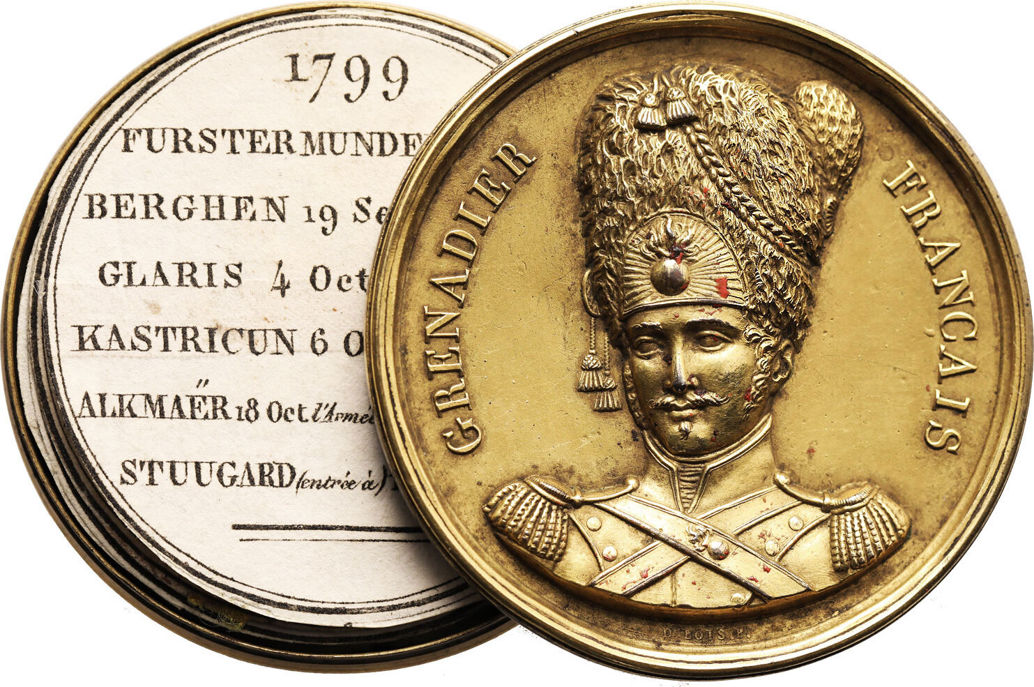 France, Napoleon I Bonaparte Gilded box medal 1815 French Grenadiers ...