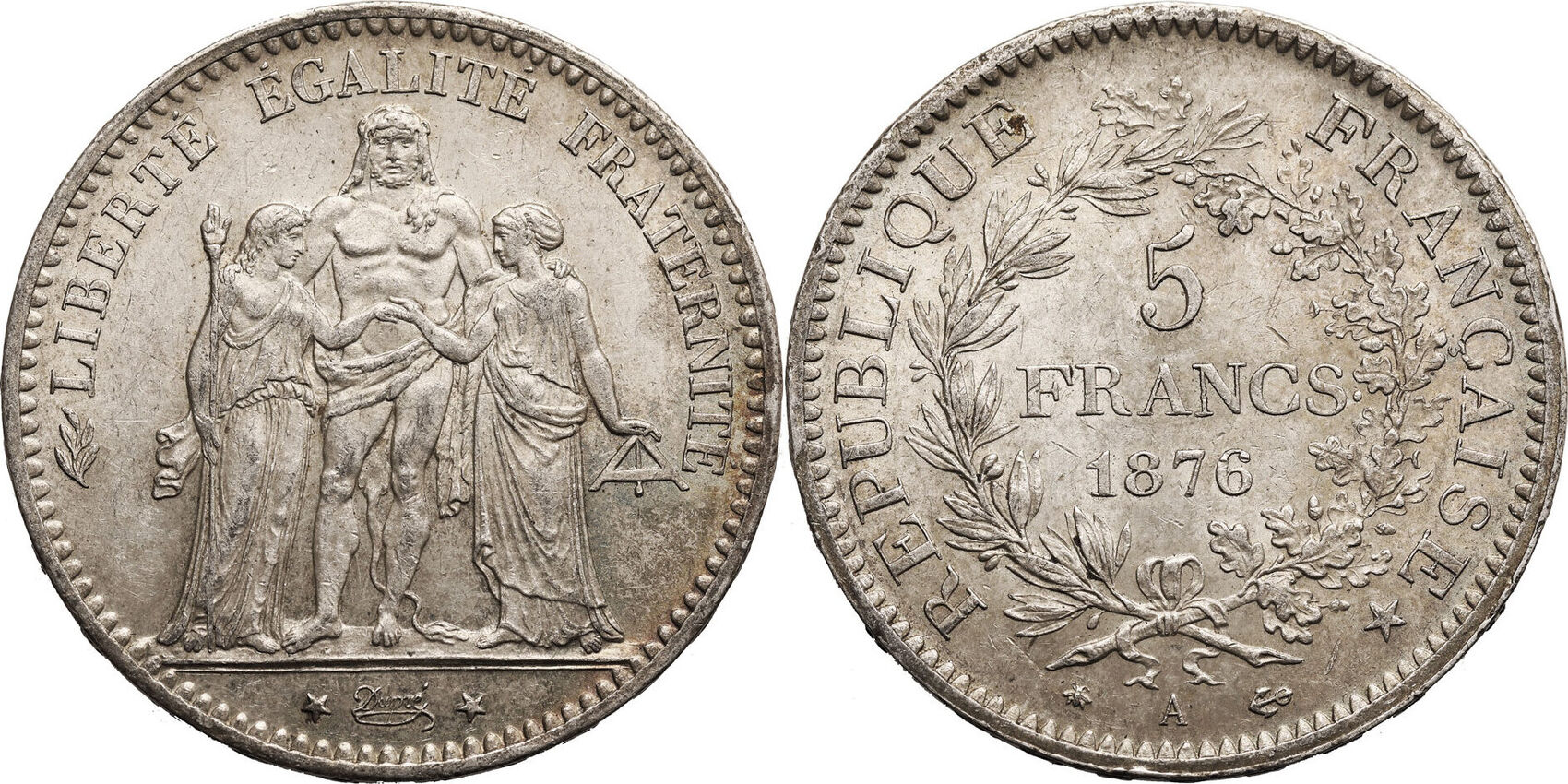 France, Third Republic 5 Francs 1876 A Hercules CH UNC | MA-Shops