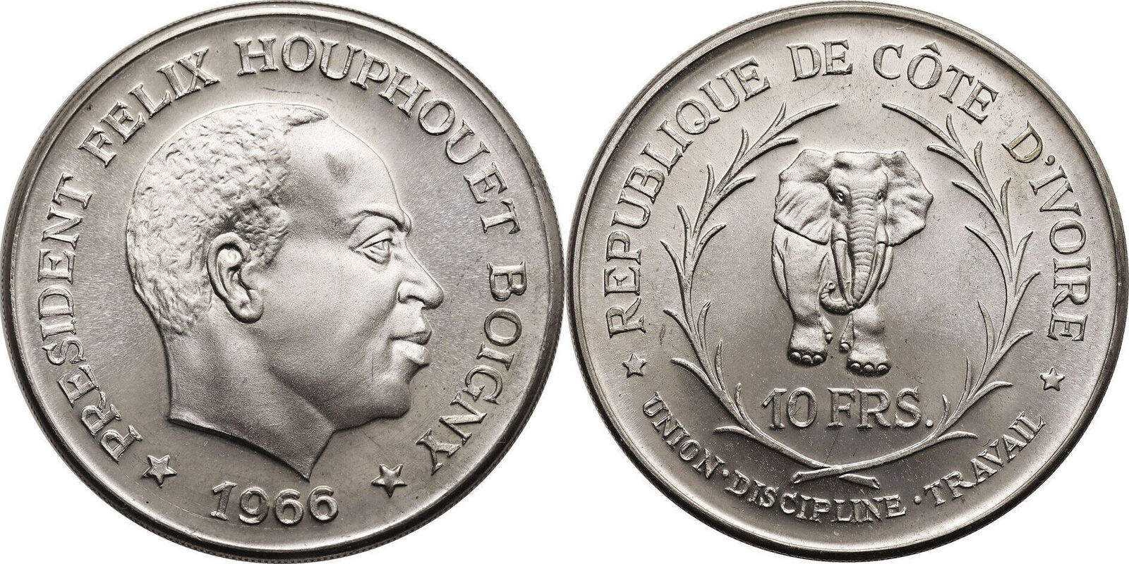 Ivory Coast 10 Francs 1966 Elephant Proof | MA-Shops