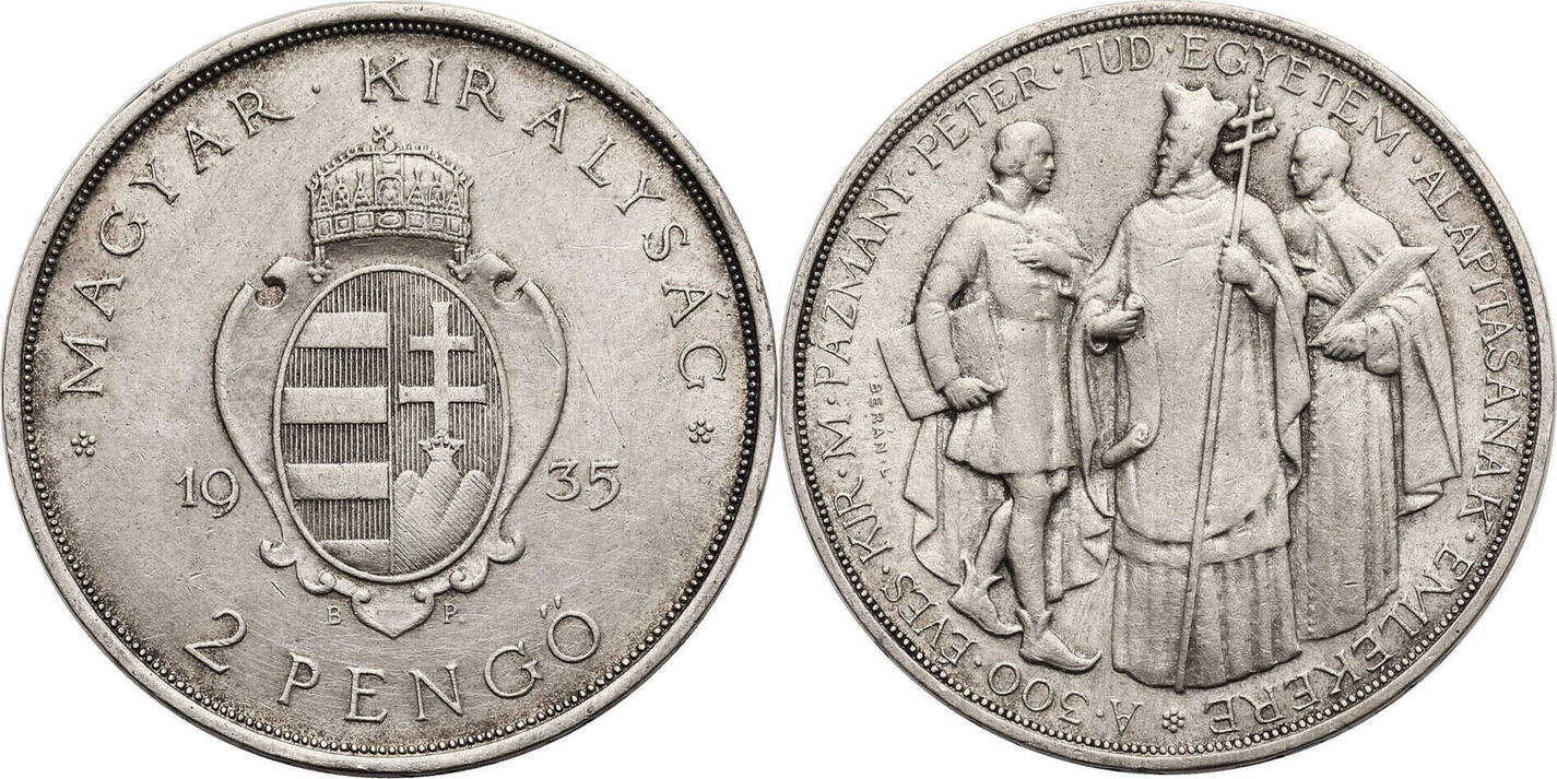 Hungary 2 Pengo 1935 Pazmany University VF | MA-Shops