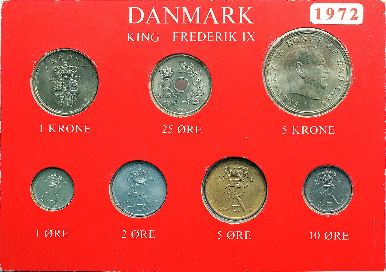Denmark Mint Coin Set 1972 Frederik IX UNC | MA-Shops