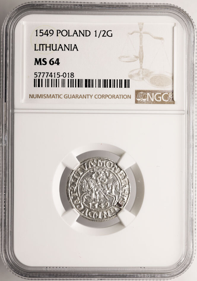 Poland / Lithuania Polgrosz / 1/2 Groschen 1549 Zygmunt II August NGC ...