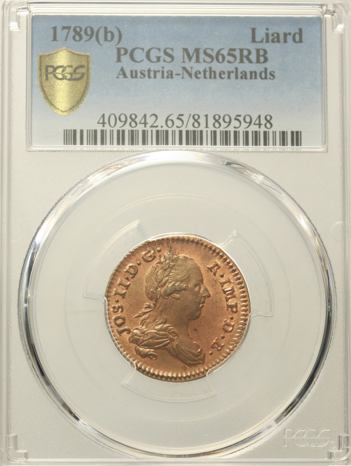Austrian Netherlands Liard 1789 B Josef II 1780-1790, Bruxelles PCGS MS 65 RB | MA-Shops