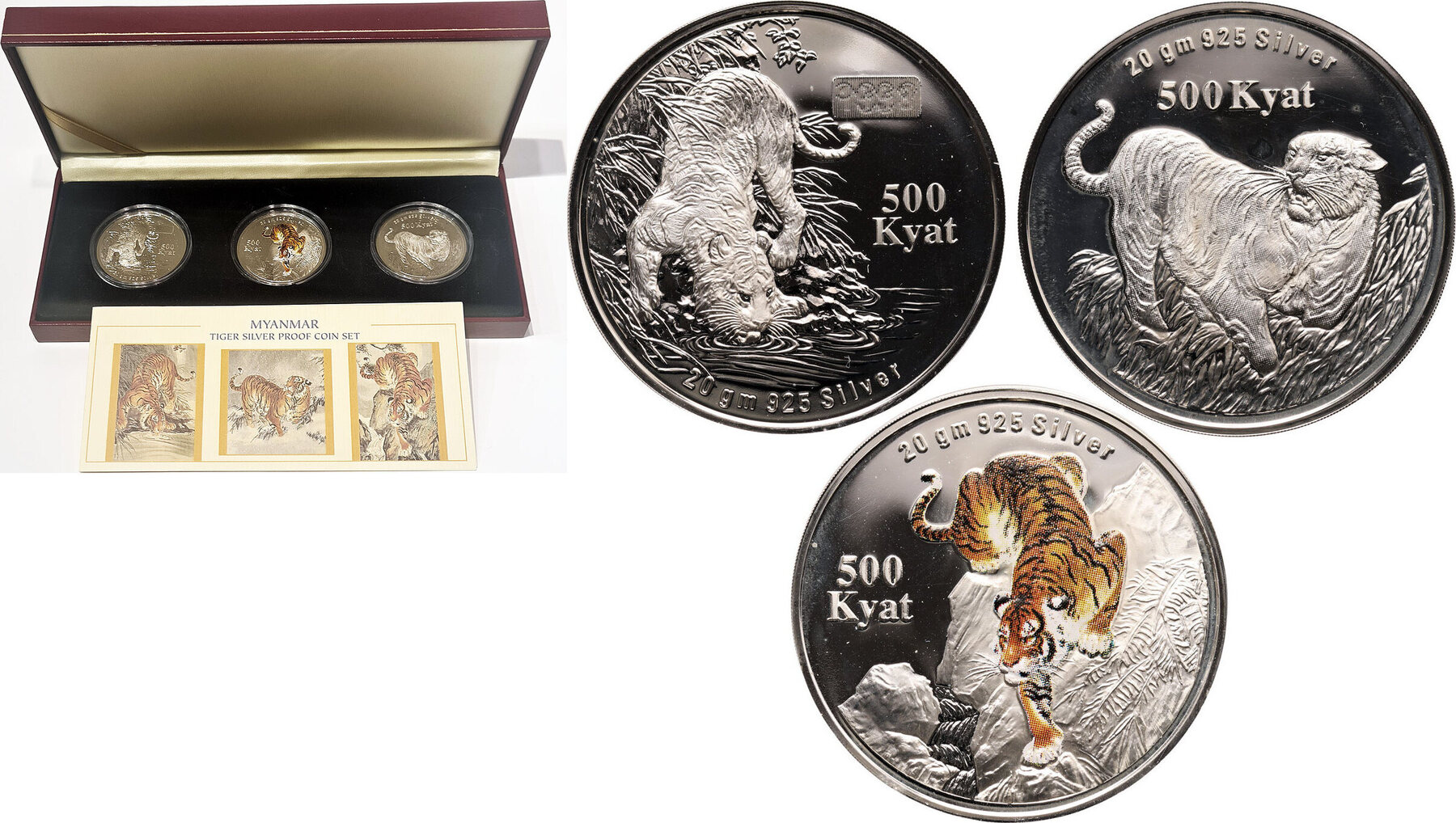 Myanmar 3 x 500 Kyat 1998 Year of the Tiger Proof | MA-Shops
