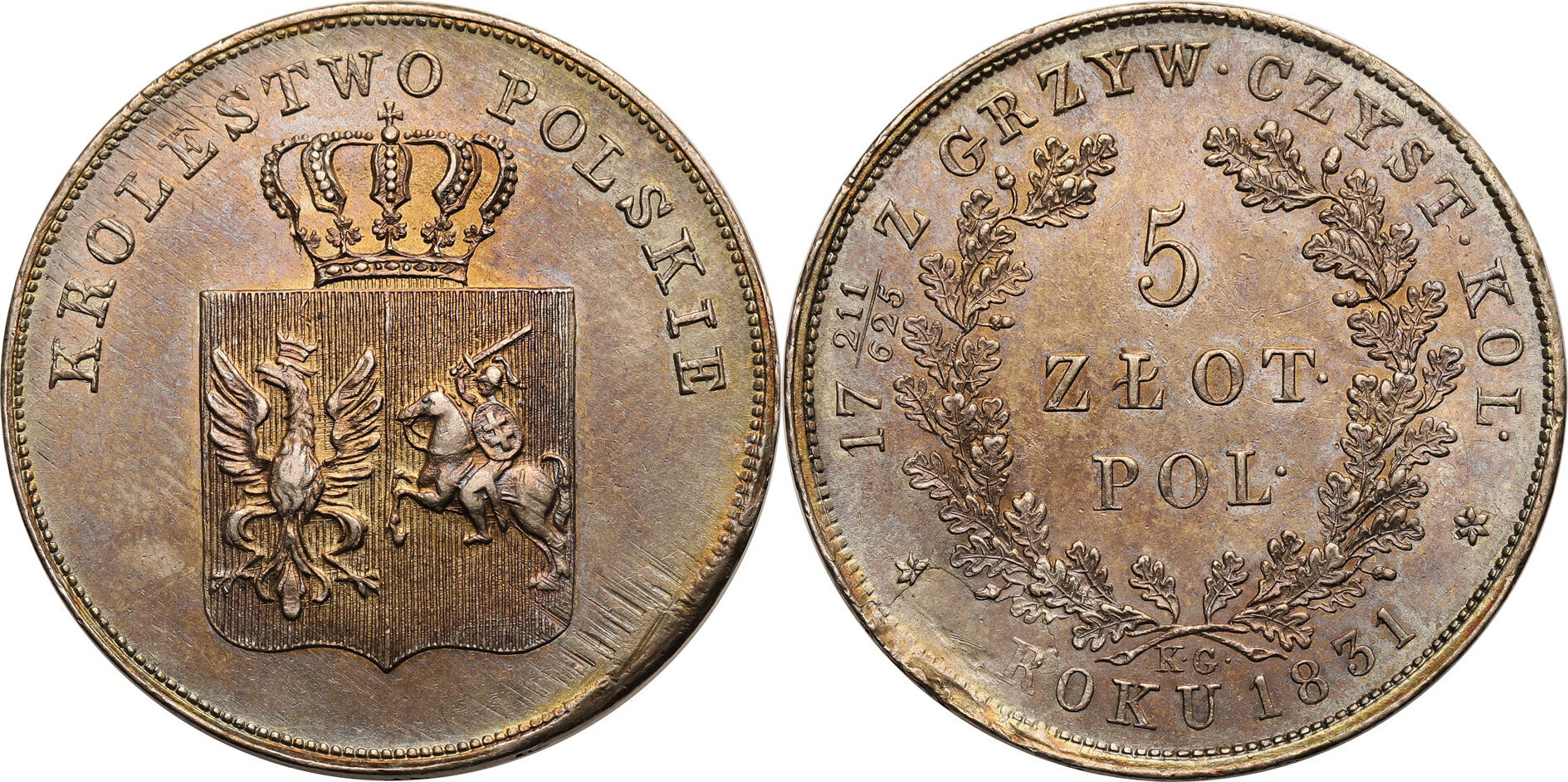 Poland. Revolution 1830-1831 5 Zlotych 1831 KG XF | MA-Shops