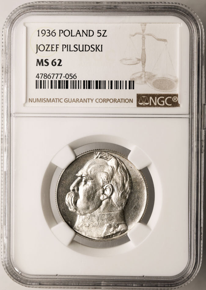 Poland 5 Zlotych 1936 Jozef Pilsudski NGC MS 62 | MA-Shops