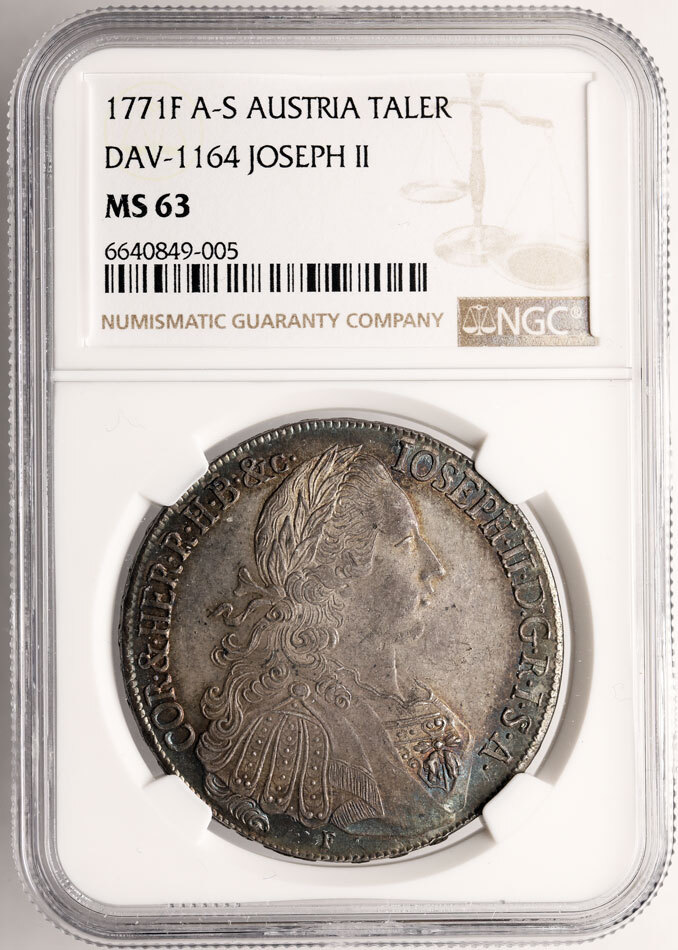 Austria (Holy Roman Empire) Taler 1771 F A-S Josef II / Hall / Top Pop!! NGC MS 63 | MA-Shops
