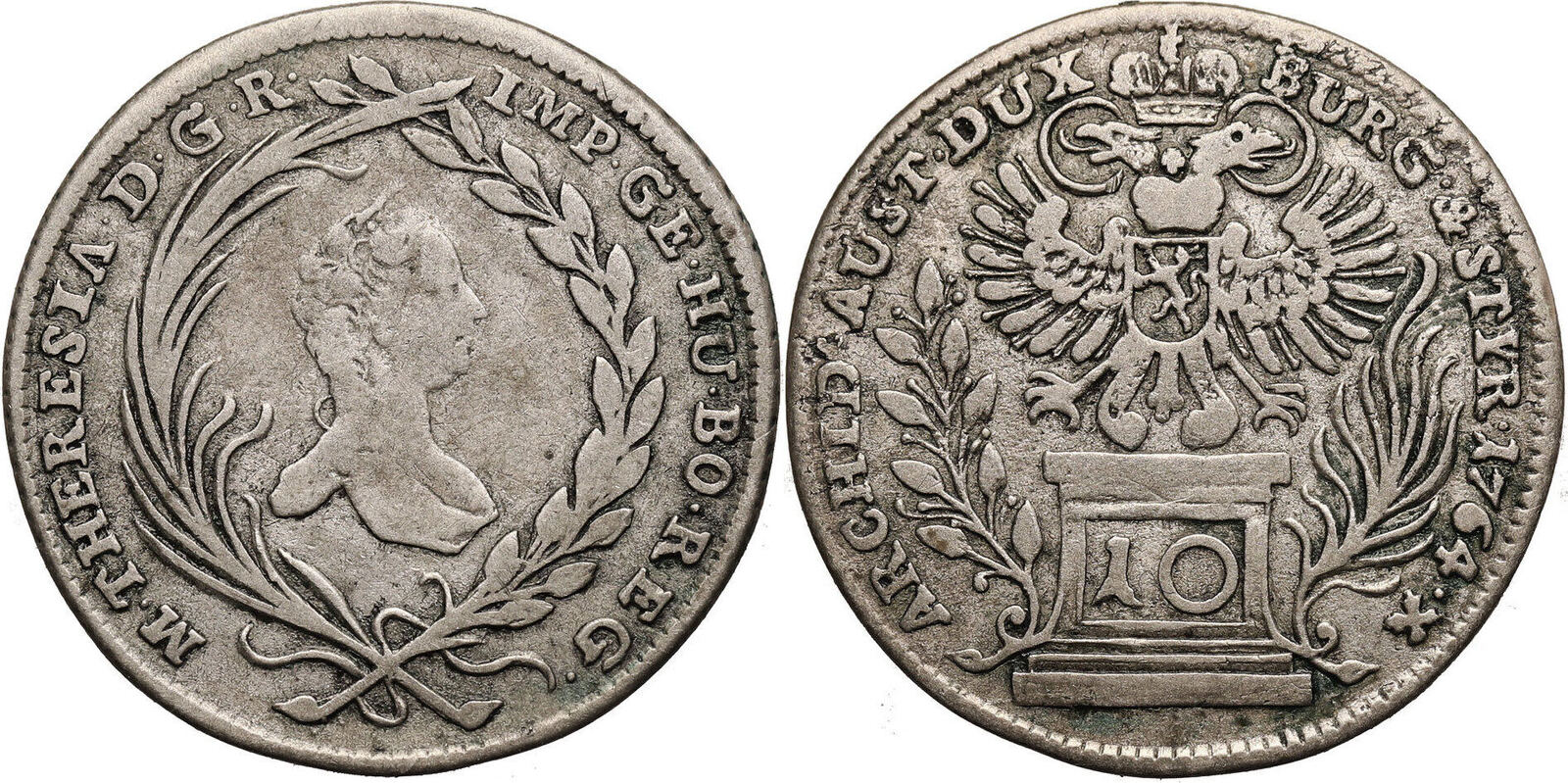 Austria (Holy Roman Empire) 10 Kreuzer 1764 Graz / Maria Theresia aVF/VF | MA-Shops