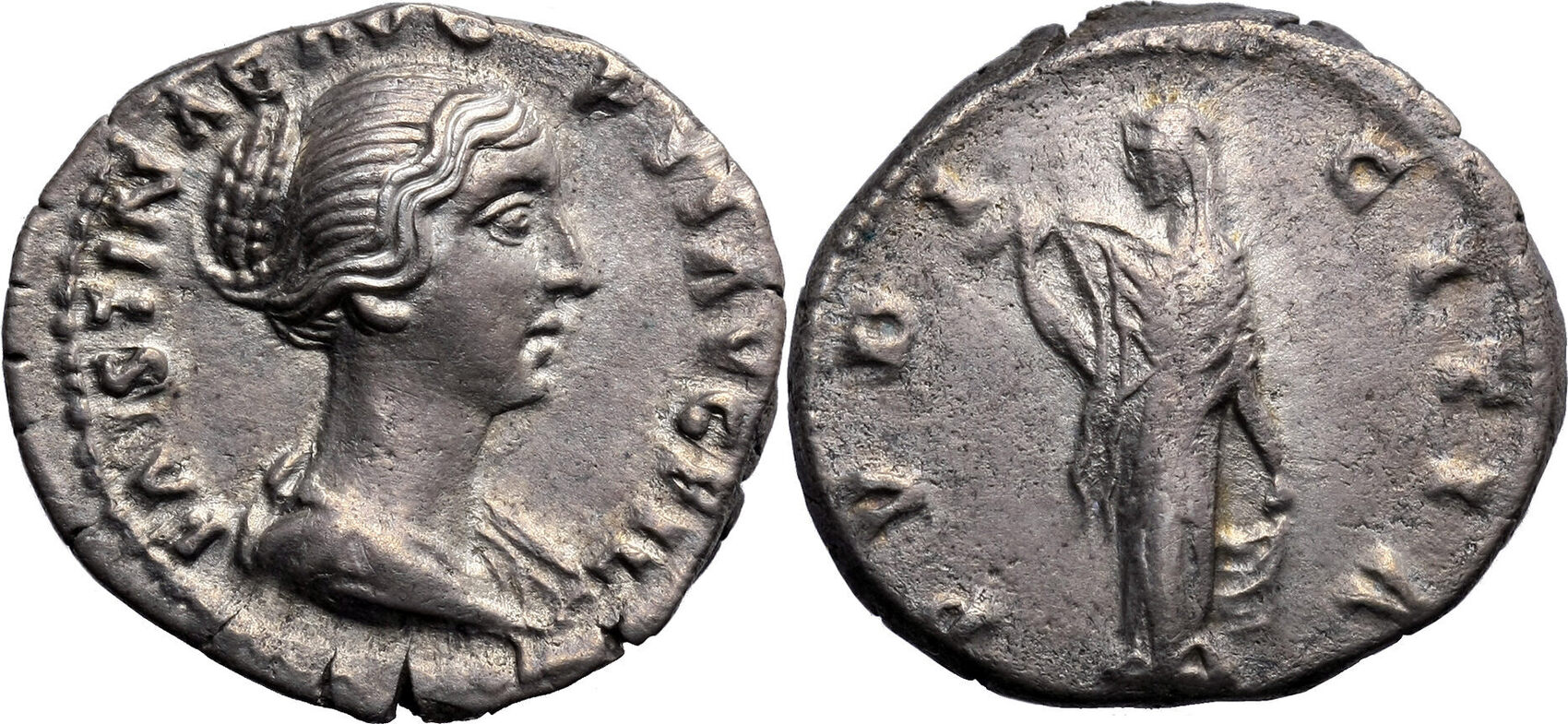 Faustina Junior, Augusta 147-176 AD AR Denarius ca. 148-152 AD aXF/VF+ ...
