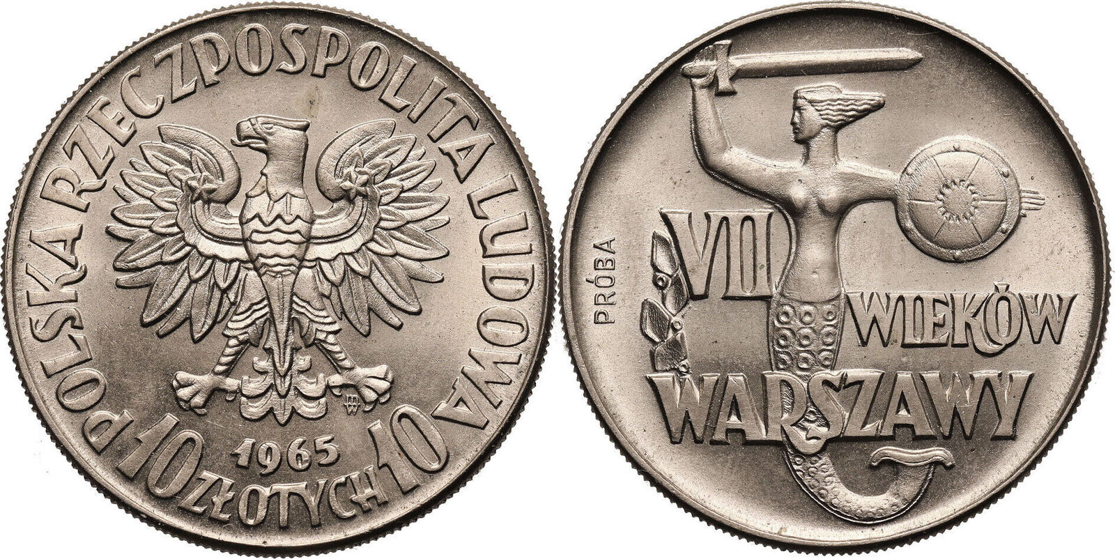 Poland, Peoples Republic 10 Zlotych 1965 VII century Warsaw - Proba UNC | MA-Shops