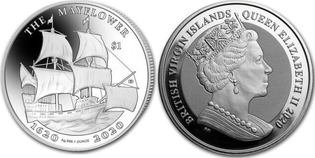 British Virgin Islands 1 Dollar 1 $ 2020 BVI - Mayflower 1 oz - nur 4. ...