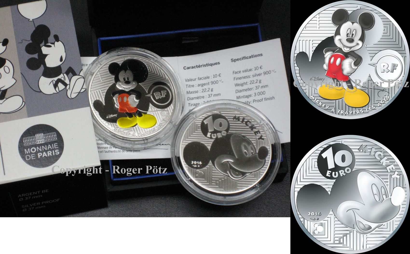 FRANKREICH 10 Euro 2016 Mickey Mouse Silber PP Proof ( PP ) | MA-Shops