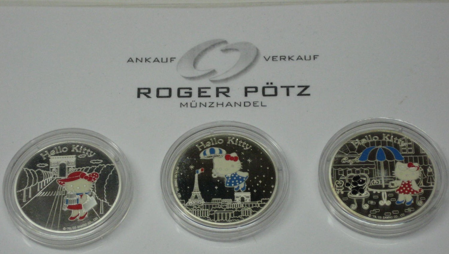 FRANKREICH 4,50 Euro 3 x 1,50 Euro 2005 Hello Kitty Silber PP coloriert ...