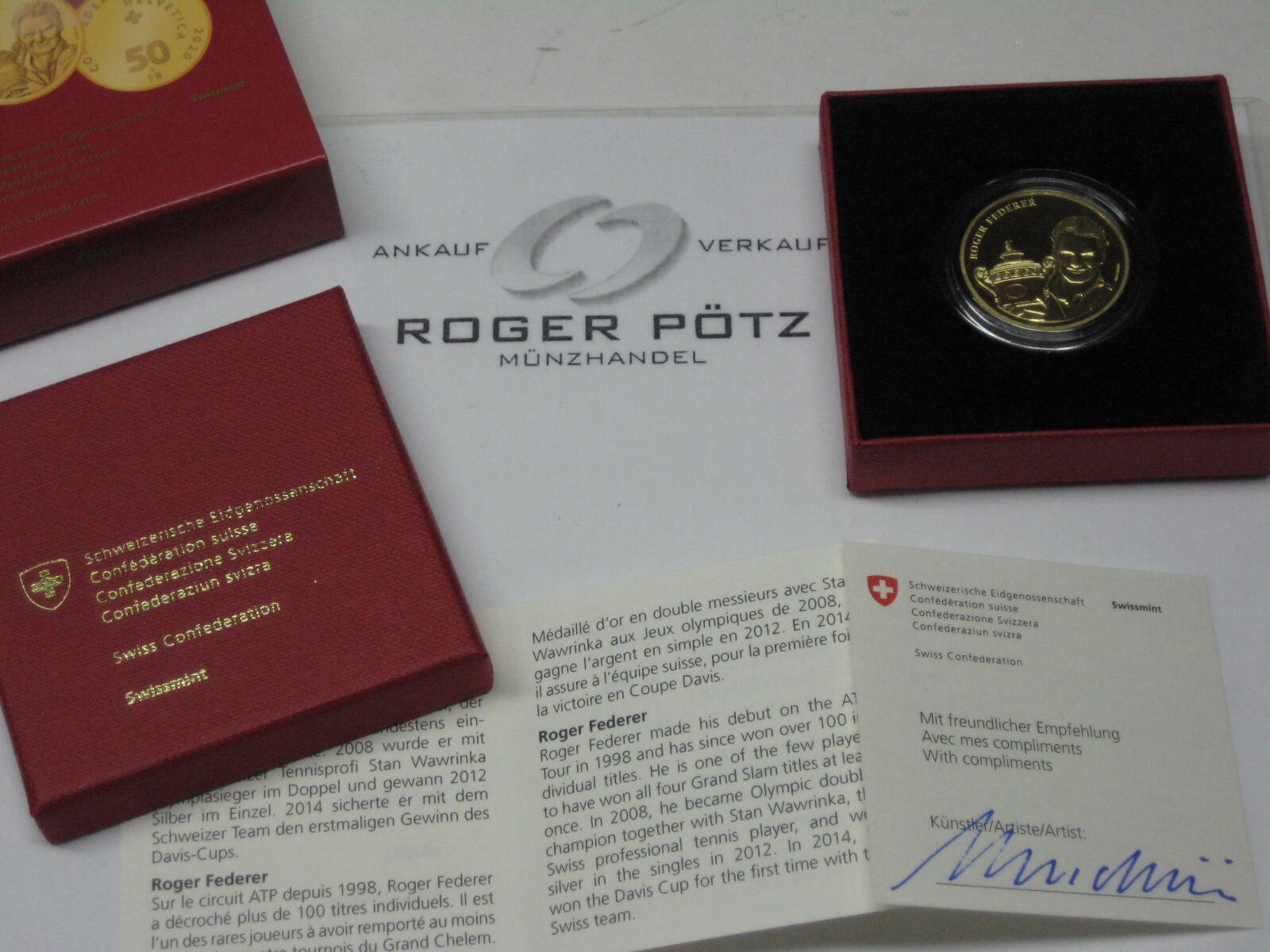 SCHWEIZ 50 Franken 2020 Gold PP Roger Federer - ausverkauft bei der ...