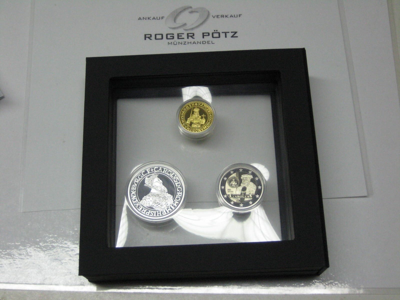 BELGIEN 62 Euro 2 + 10 + 50 Euro 2021 Gold Silber Prestigeset Karl V PP ...