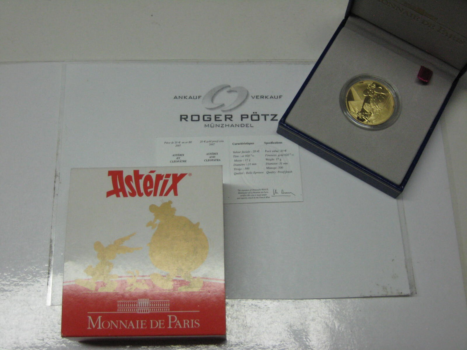 20 Euro Gold Asterix und Kleopatra Frankreich 2007 Proof | MA-Shops