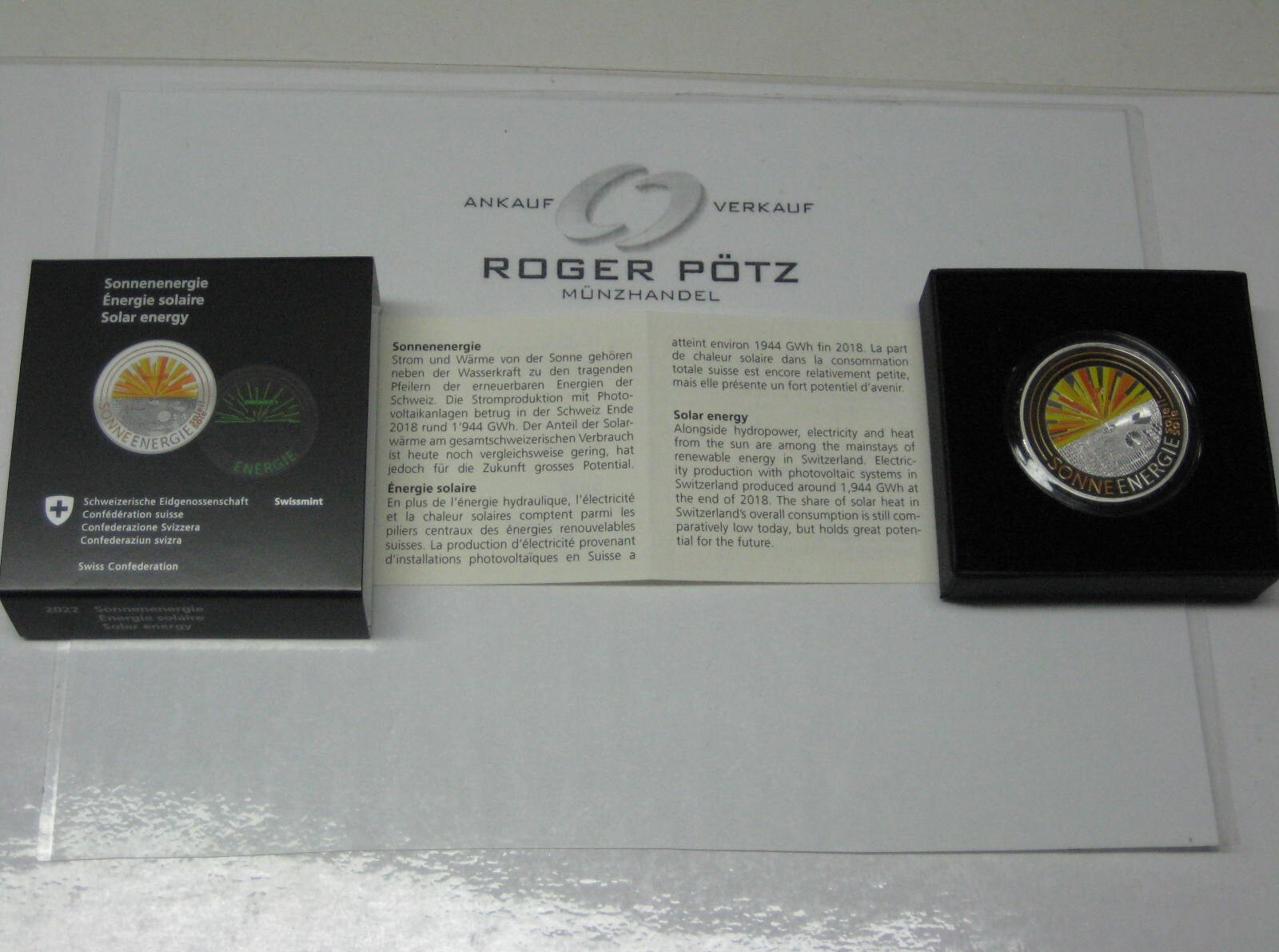 SCHWEIZ 20 Franken 2022 Silber PP Sonnensystem coloriert proof | MA-Shops