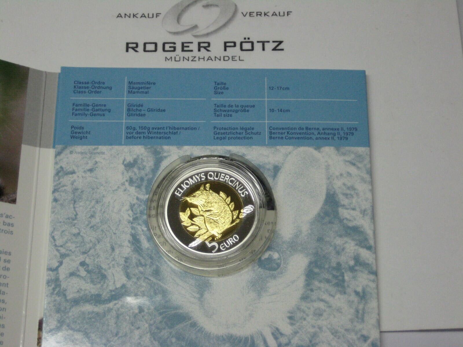 LUXEMBURG 5 Euro 2023 Gartenschläfer Silber/Nordisches Gold PP proof ...