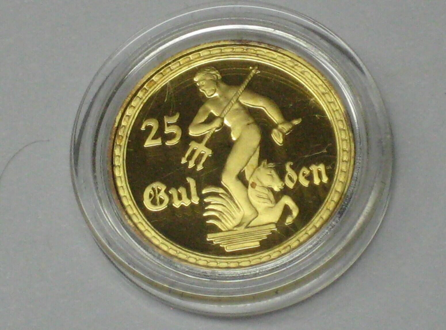 1930/2001 25 Gulden Danzig 1930 - Replik 2001 Silber vergoldet Proof ...