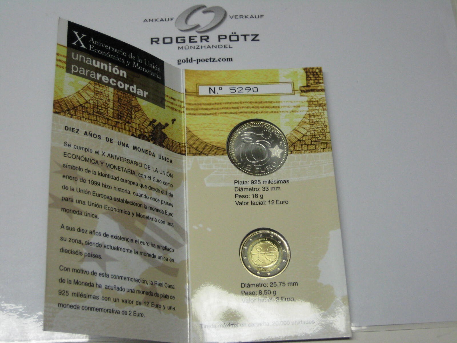 SPANIEN 14 Euro 2 Euro 2009 WWU und 12 Euro 2009 Silber im ...