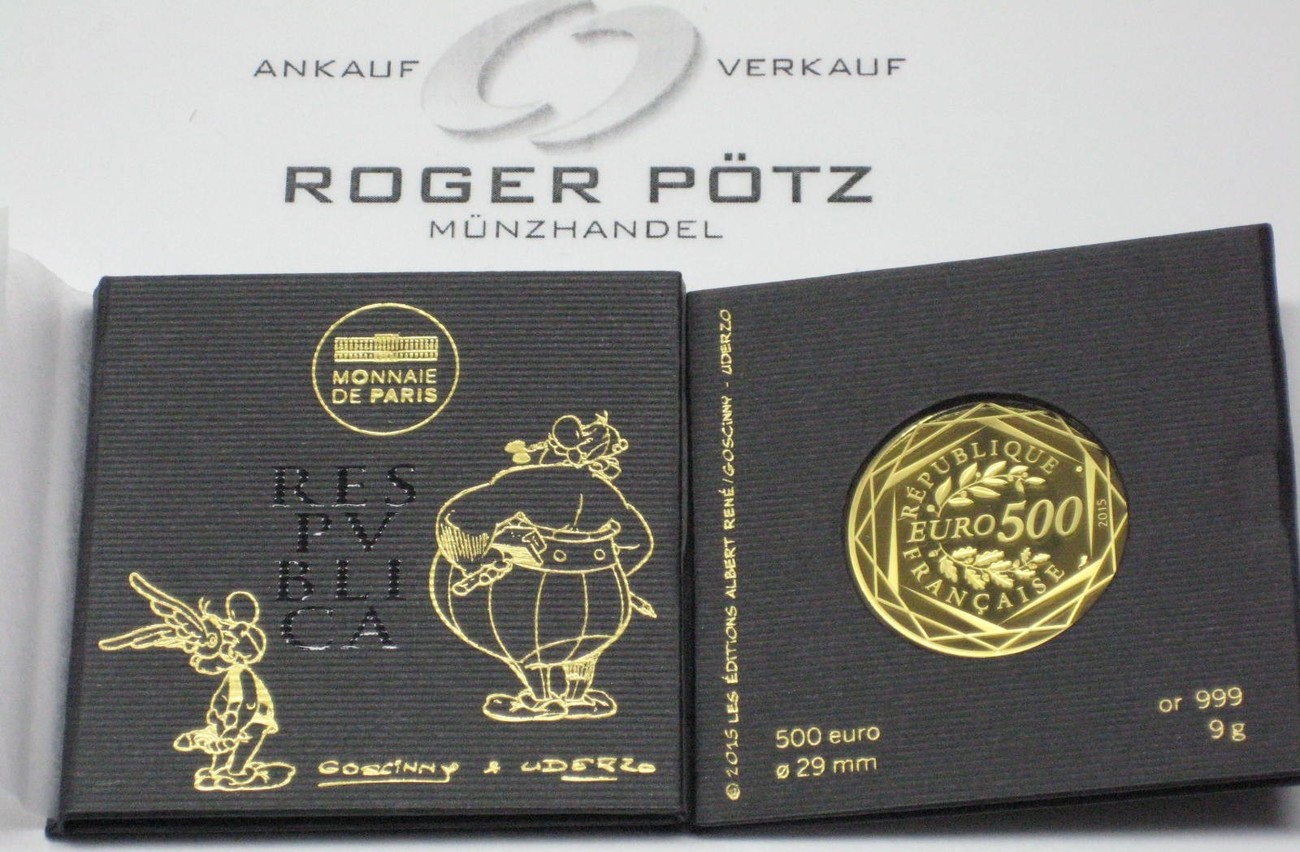 FRANKREICH 500 Euro 2015 Gold Asterix The Values of the Republic bu ...