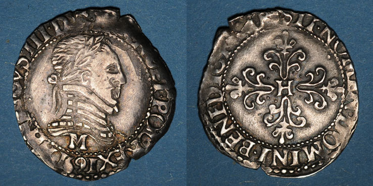 FRENCH ROYAL COINS 1591 M Monnayage de la Ligue au nom de Henri III ...