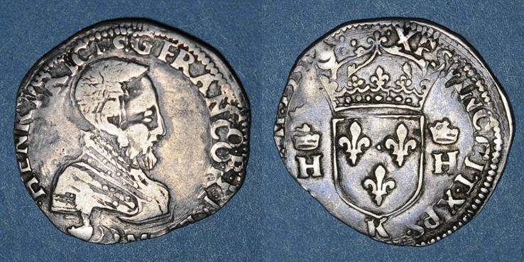 FRENCH ROYAL COINS teston 1558 K Henri II (1547-1559). 1/2 2e type ...
