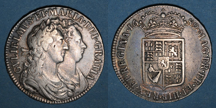 EUROPE 1689 Grande Bretagne. Guillaume et Marie (1688-1694). 1/2 ...
