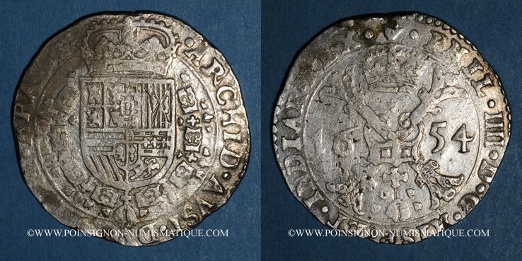 EUROPE 1654 Belgique. Brabant. Philippe IV (1621-1665). Patagon Anvers ...